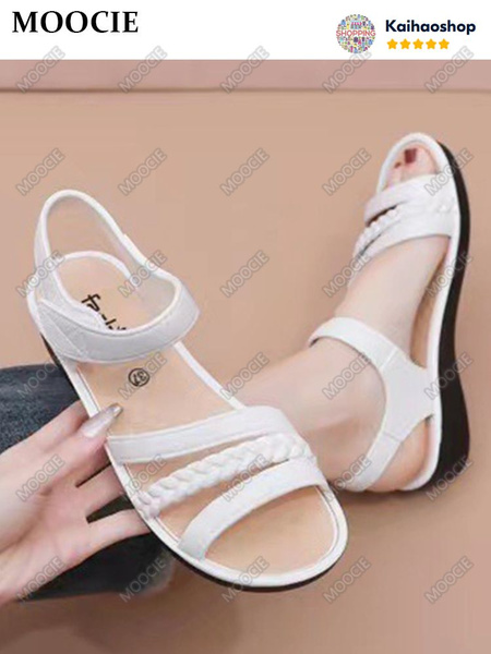 Босоножки Женский MOOCIE Без каблука ABS пластик, Искусственная кожа, размер 39 Толстая подошва ...