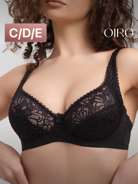 Бюстгальтер Женский OIRO мягкая чашка на каркасе, на косточках, размер 100E черный Полиамид ...