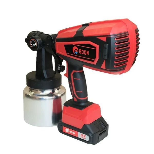 Аккумуляторный краскораспылитель Edon ASG-18 19362 краскопульт 2 АКБ 2.0 Ач, 1000 мл ...