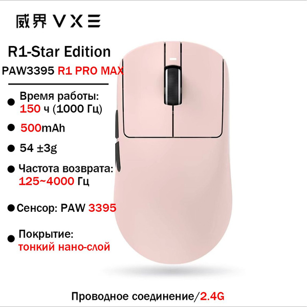 Игровая мышь беспроводная VXE беспроводная R1 PRO MAX-1 , светло ...