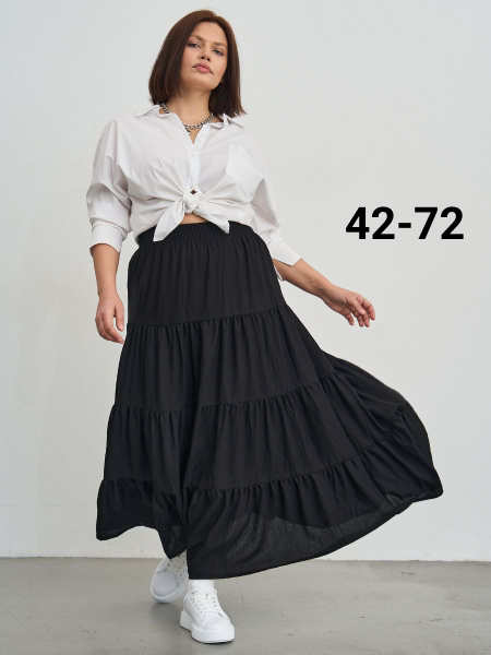 Юбка Женский SPARADA черный Смесовая ткань трапеция, размер 58, 60 Без застежки Макси Однотонный ...