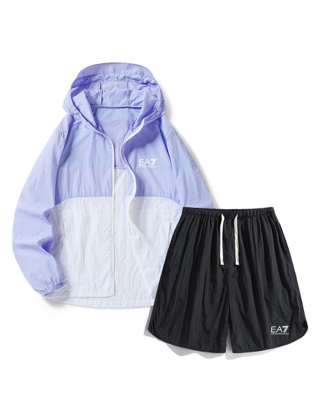 Костюм спортивный Женский, Мужской EA7 Спортивный фиолетовый, размер 56, 58 Микролон Китай Лето ...