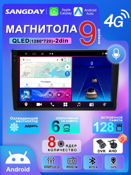 AUTOBIO Автомагнитола, диагональ: 9", 2 DIN, 6.10ГБ/128ГБ купить на OZON по низкой цене (2013276482)