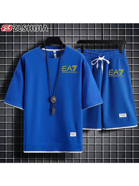 Костюм спортивный Мужской EA7 синий, размер 52, 54 Лето купить c доставкой на OZON по низкой ...