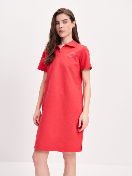 Платье Женский Avese красный платье-поло Повседневный Короткий Футер двухнитка, размер 46 прямой ...