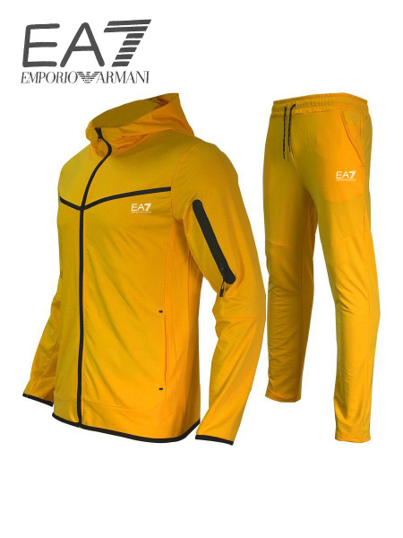 Костюм спортивный Мужской EA7 Повседневный тройка желтый, размер 50, 52 Бифлекс Другое, рост от ...