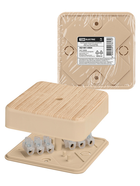 Коробка распределительная 75х75х20 ОП сосна, с клеммной колодкой, IP40 TDM Electric купить на ...