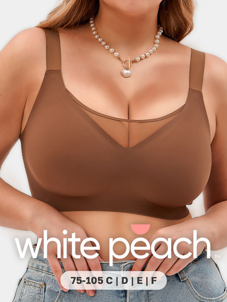 Бюстгальтер Женский white peach бесшовный, размер 105E, 105F светло-коричневый Нейлон, Спандекс ...