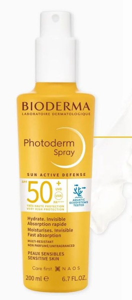 B ioderma Photoderm Спрей SPF 50+ ,Освежающий и нежирный, 200 мл купить ...