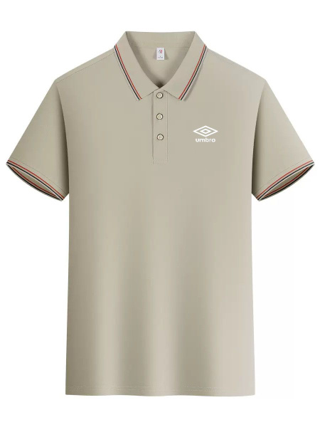 Поло Мужской UMBRO светлый хаки Короткий, размер 48, 50 Полиэстер Логотип Спортивный Китай ...
