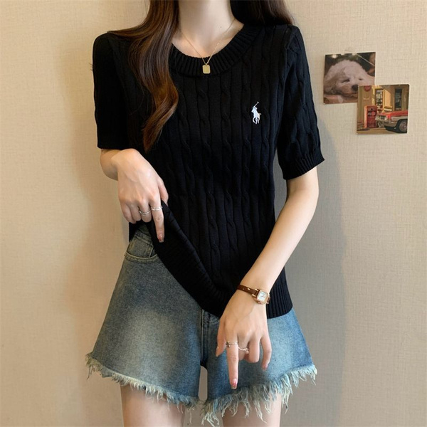 Свитер Женский YIFU HOME черный Волокно, Хлопок, размер 52 Вышивка Короткий Китай купить c ...