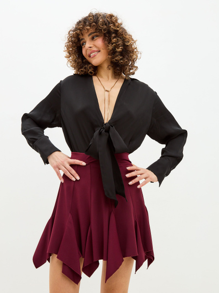 Юбка-шорты Женский VANMI бордовый трапеция, размер 44, 46 Без застежки ...