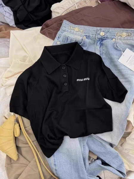 Поло Женский Miu Miu черный размер 48 Хлопок Китай купить C доставкой на Ozon по низкой цене
