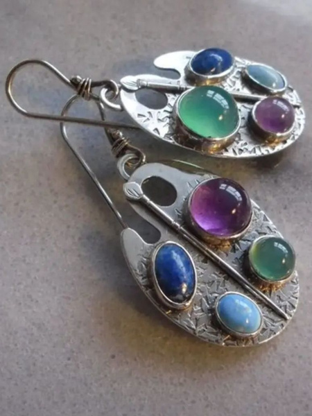 Серьги винтажные Pearl Fox "Палитра художника" подвески бижутерия ...