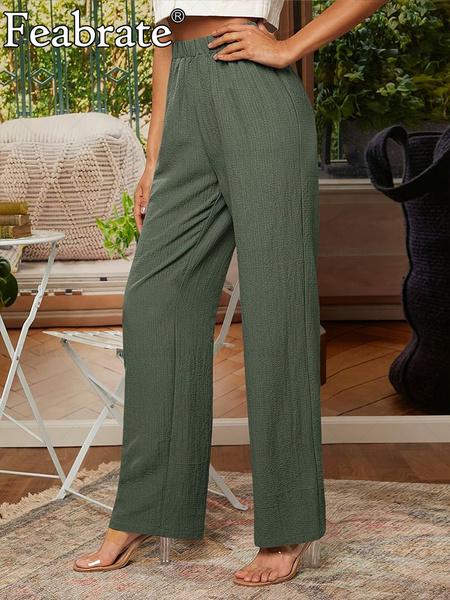 Брюки Женский Feabrate милитари Хлопок, Политекс Повседневный, размер 50, 52 Шнуровка облегающий ...