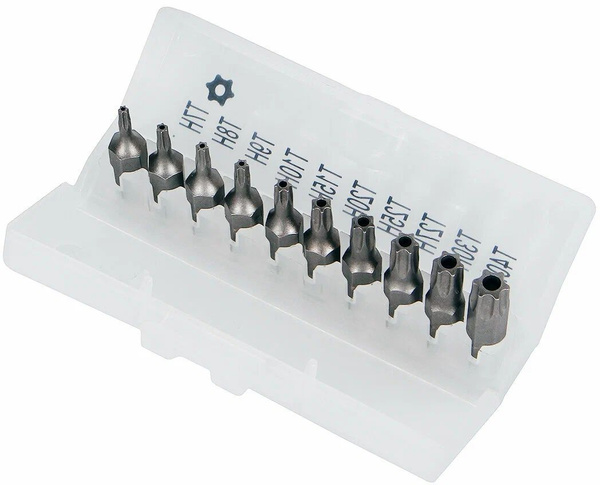 Набор бит JTC 1/4"DR TORX с отверстием T7H-T40H 10 предметов в боксе ...