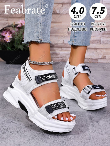 Сандалии Женский Feabrate, размер 35 Синтетическая дышащая сетка Круглый нос, Открытый нос R ...