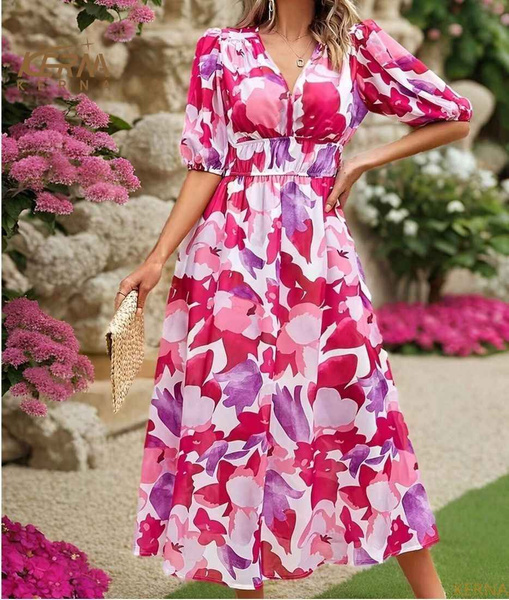 Платье Женский KERNA розовый платье-поло Повседневный Средний Breathable, размер 50 Без застежки ...