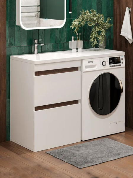 Тумба с раковиной STWORKI Мальмё 120 левая под стиральную машину, напольная, 120 см, из МДФ, в ...