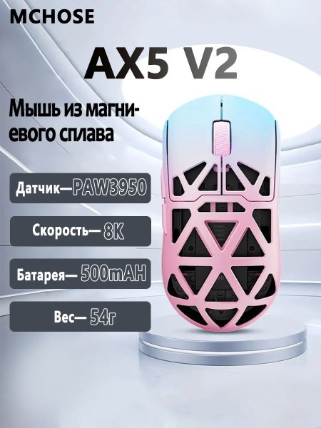 Игровая мышь беспроводная MCHOSE беспроводная AX5 , светло-розовый,AX5V2 купить c доставкой на ...