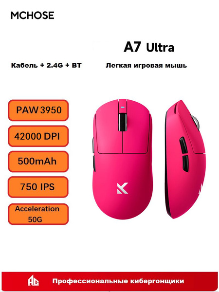 Игровая мышь беспроводная MCHOSE беспроводная MC-A7 , бордовый,Серия A7 купить c доставкой на ...