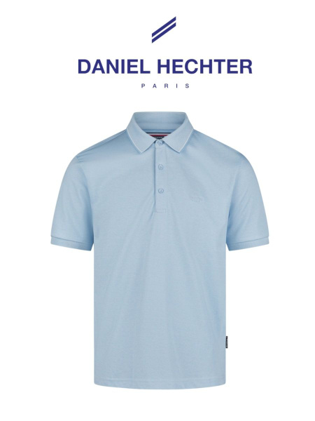 Поло Мужской DANIEL HECHTER голубой Короткий, размер 50 Хлопок прямой Повседневный Бангладеш ...