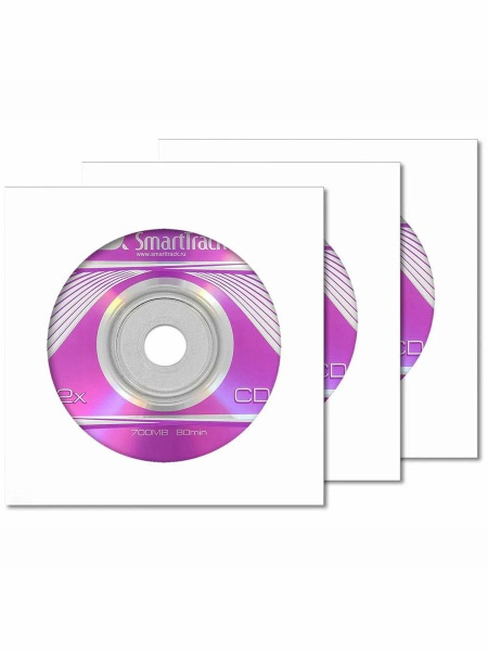 Диск CD-R SmartTrack 700МБ 52x/80 min bulk, 3 штук в конверте (3/52x ...