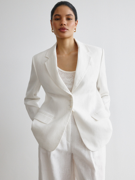 Жакет Женский SELA ванильный Лён, размер 42 Карманы прямой Вечерний/праздничный Китай купить c ...