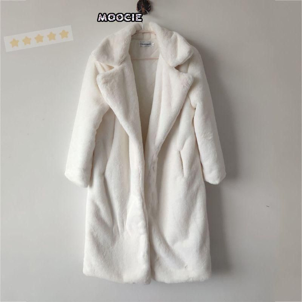 Шуба Женский MOOCIE Мех искусственный V-образный белый, размер 46 Длинный Китай Зима Пояс купить ...