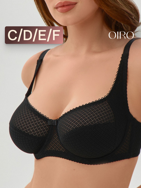 Бюстгальтер Женский OIRO мягкая чашка на каркасе, на косточках, размер 90C черный Нейлон ...