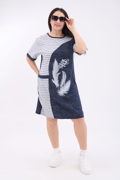 Туника домашняя Женский VG CLOTHES оверсайз, размер 56 Хлопок темно ...