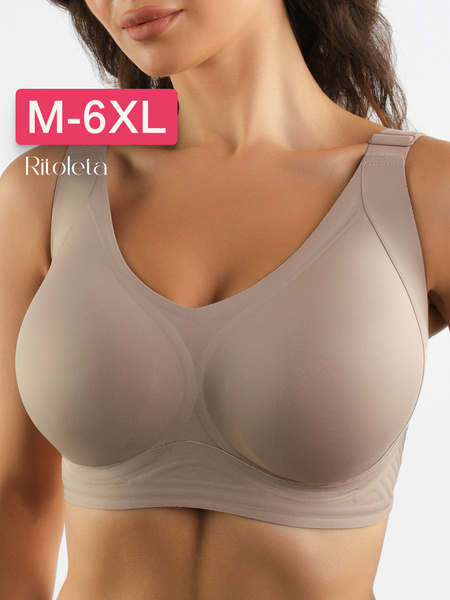 Бюстгальтер Женский Ritoleta без косточек, бесшовный, размер 46 кофе Нейлон, Спандекс ...