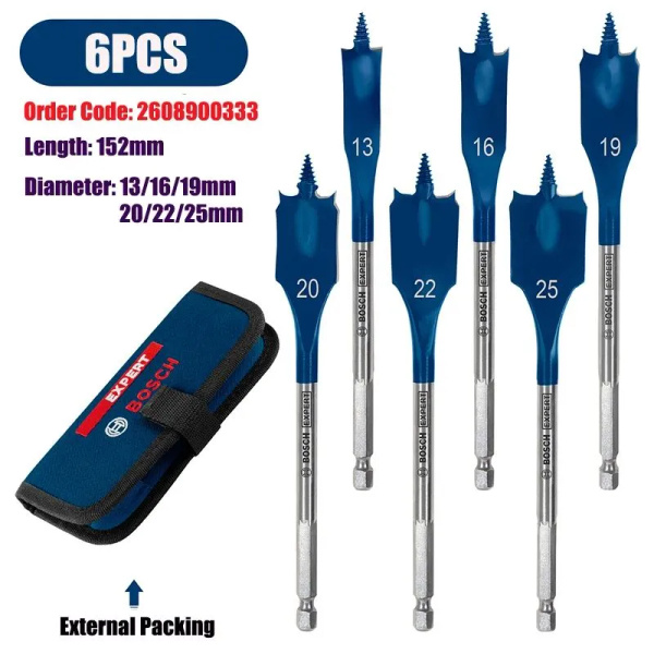 НАБОР Bosch Expert Series 1325 мм по дереву, набор сверл-бабочек с 6 ...