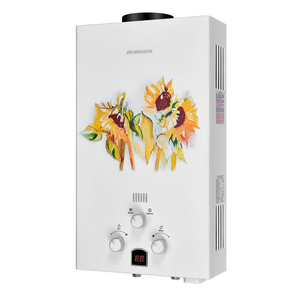 Газовая колонка (водонагреватель проточный) EDISSON Eco E 20 GD (Подсолнухи)/20кВт/10л.мин ...