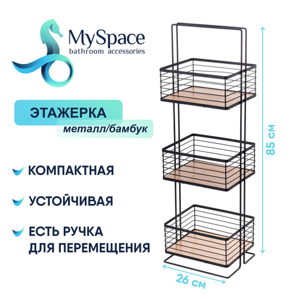 Этажерка, стеллаж металлический My Space SW4735BX с полками, черный ...