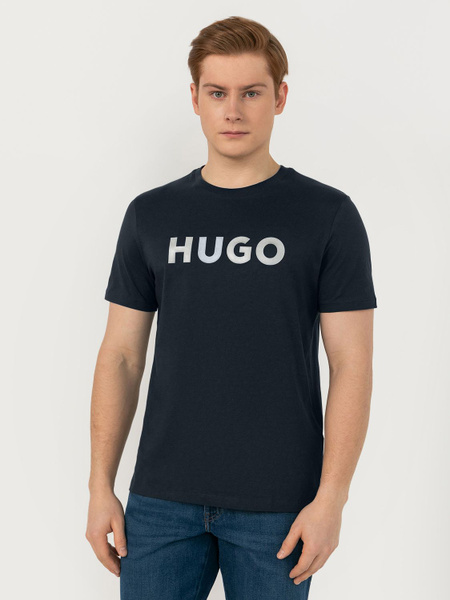 Футболка HUGO, размер 46, цвет темно-голубой, 100% хлопок - купить по ...