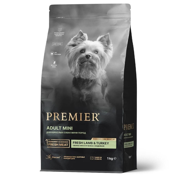 Premier Dog Lamb&Turkey ADULT Mini (Свежее мясо ягненка с индейкой для собак мелких пород) 1 кг ...