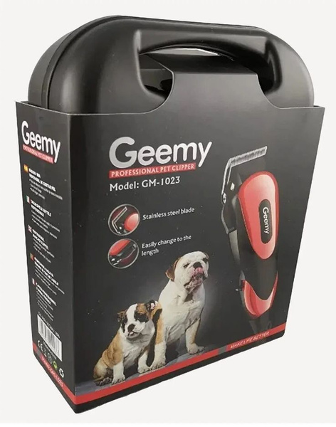 Машинка для стрижки животных Geemy 4 насадки, кейс, красный - купить с ...