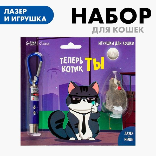 Игрушка для кошек лазер+мышь Теперь котик ты - купить с доставкой по ...