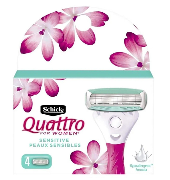 Сменные кассеты для женской бритвы Schick Quattro for Women Sensitive 4 ...