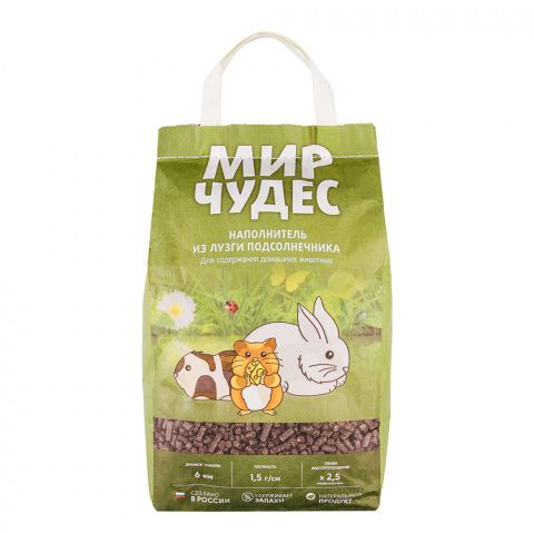 Мир чудес Наполнитель из лузги подсолнечника для грызунов, 3 кг купить ...