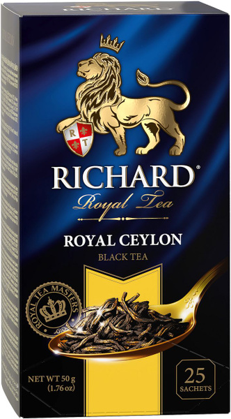 Чай Richard Royal Ceylon черный байховый (2г х 25 пак), 50г x 12 шт ...