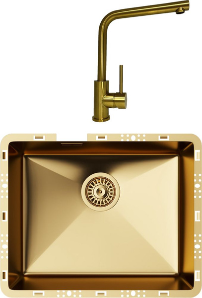 Комплект Мойка кухонная TopZero TZ RS 500 золото / Смеситель TPZ 201 золото - купить с доставкой ...