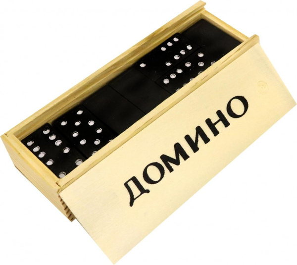 Домино Рыжий кот "Деревянная коробка", пластиковые фишки, 14х5 см ...