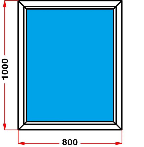 Окно из профиля Grunder 60 мм (1000 x 800), не открывающееся ...