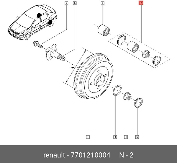 Комплект подшипника ступицы колеса зад Renault 7701210004 - купить по ...