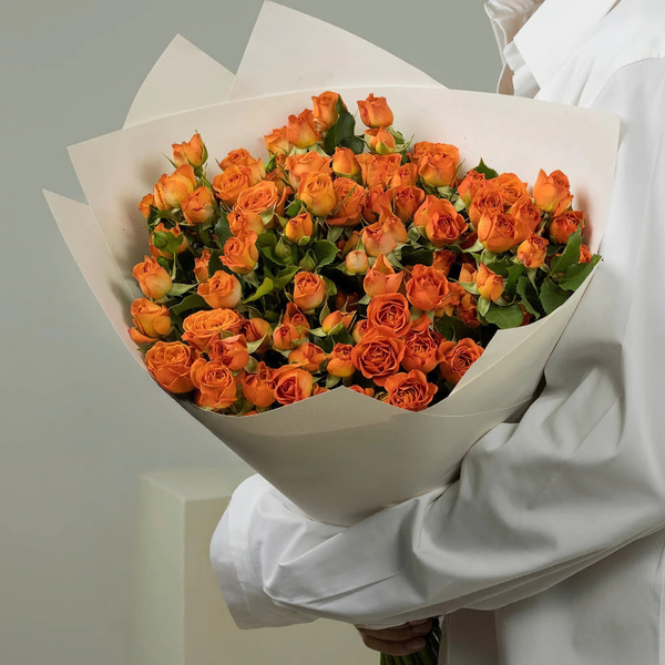 Кустовая роза Bounce Flowers, цвет оранжевый, 20 шт купить по выгодной ...