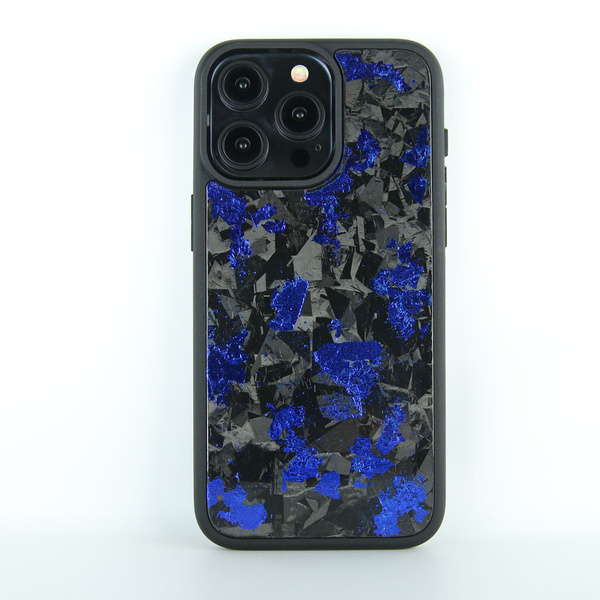 Карбоновый чехол для Apple iPhone 12 (Айфон). 100% настоящий Синий ...