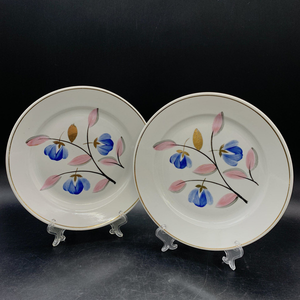 Набор из 2-х десертных тарелок с растительным декором, фарфор, роспись, золочение, Дулевский ...