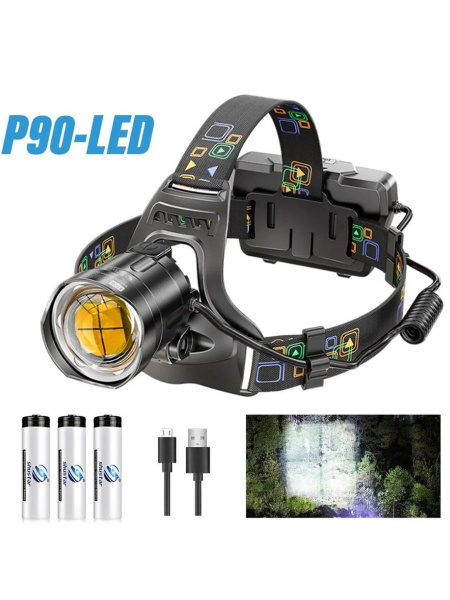 Фонарь налобный LED P90 - купить по выгодной цене в интернет-магазине ...